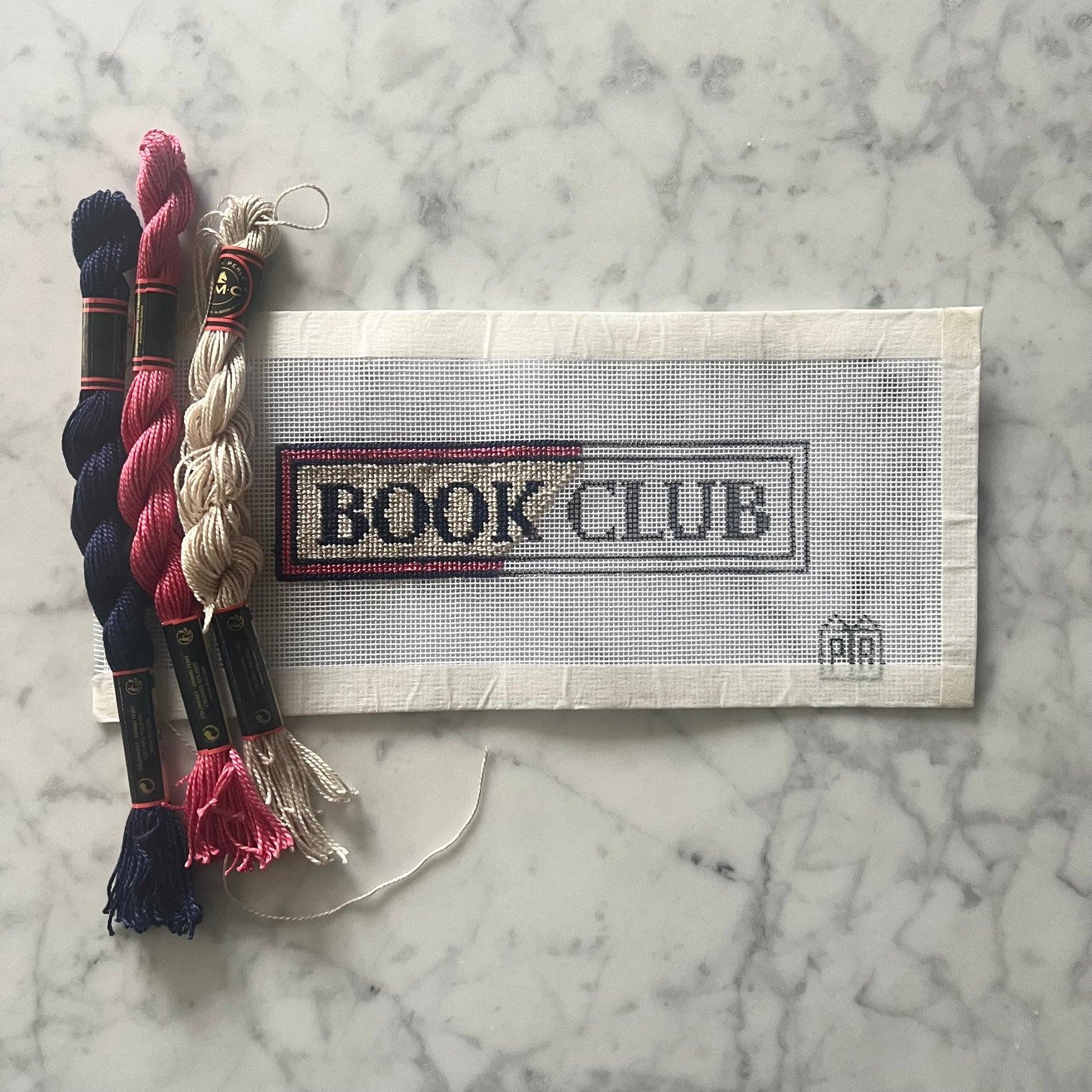 "Book Club" Bookmark Needlepoint Canvas – POSTCARD ROW